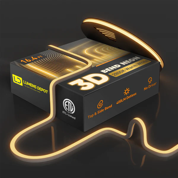 120V 3D Bend Neon Flex LED Strip Light – Flexible Top & Side Bend ...