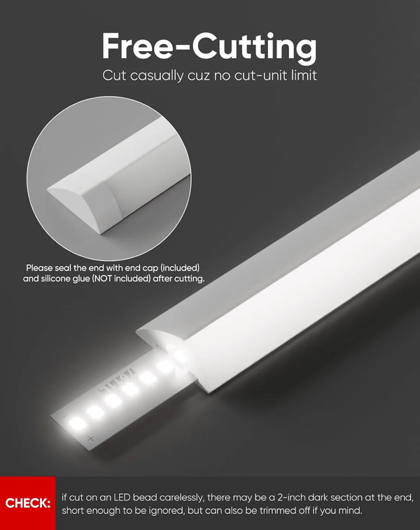 24V Anti-Glare Bright Cozy Under Cabinet LED Strip Free Cut 6000K Cool ...